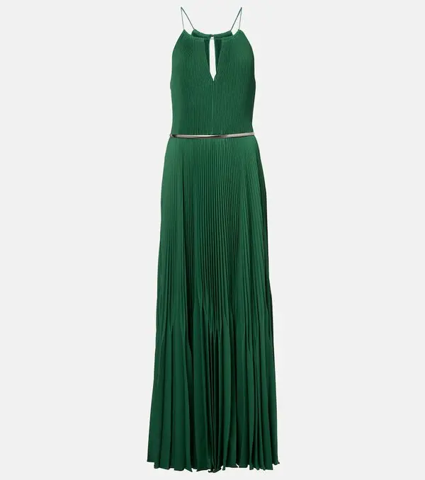Max Mara Gersa Plissé Sablé Georgette Gown - Green