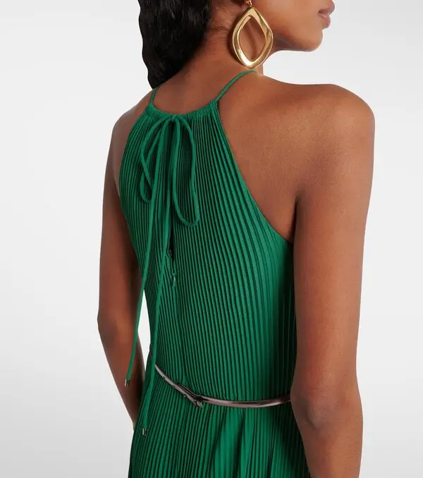 Max Mara Gersa Plissé Sablé Georgette Gown - Green