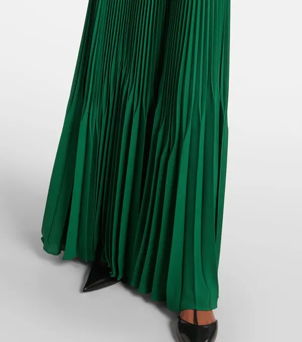Max Mara Gersa Plissé Sablé Georgette Gown - Green