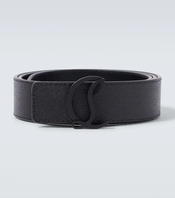 CHRISTIAN LOUBOUTIN Mooncrest Reversible Leather Belt - Black