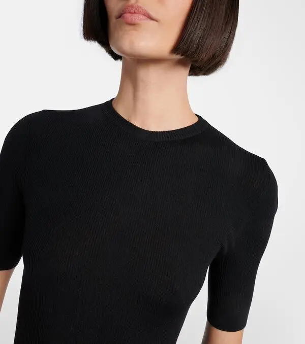 Khaite Celina Ribbed-knit Top - Black