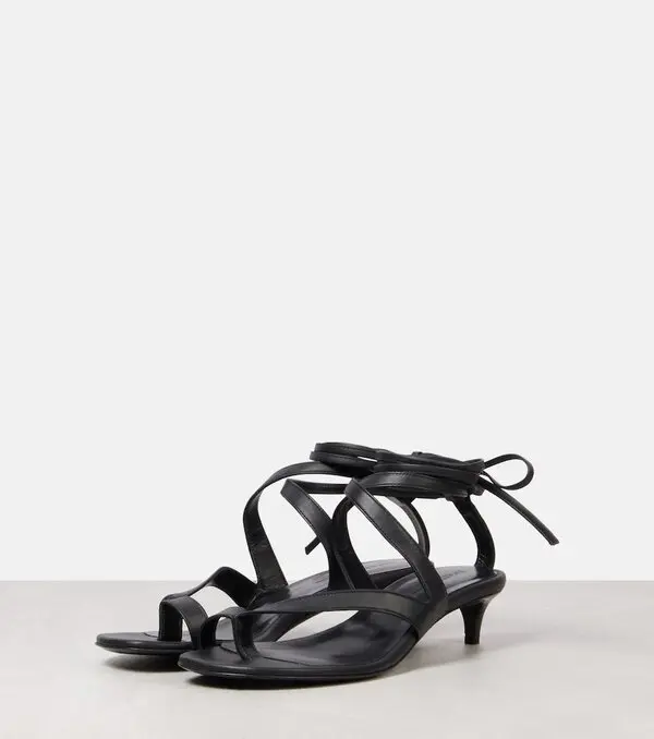 Khaite Aimee 35 Leather Sandals - Black