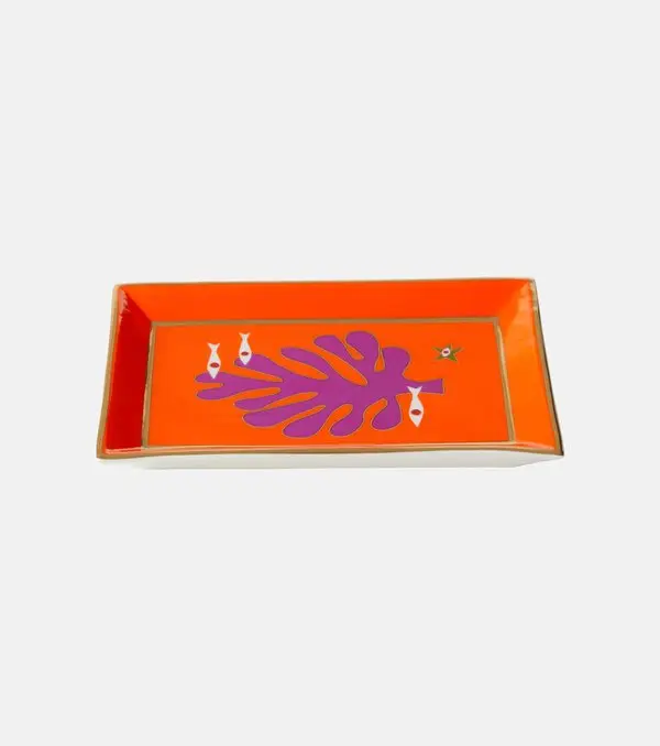 Jonathan Adler Playa Painted Ceramic Tray - Orange