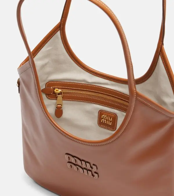 Miu Miu Ivy Medium Leather Shopper - Brown