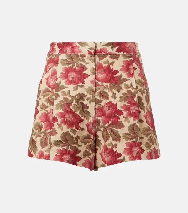 Posse Rosalie Floral Linen Shorts - Red
