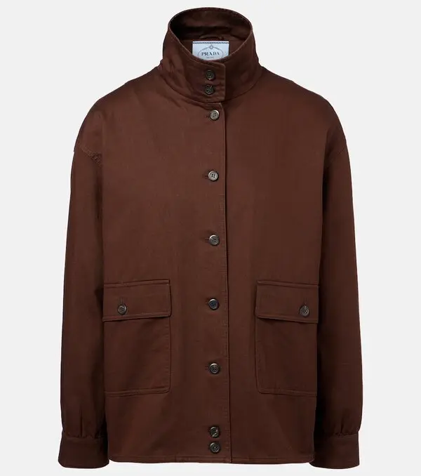 Prada Oversized Cotton Field Jacket - Brown