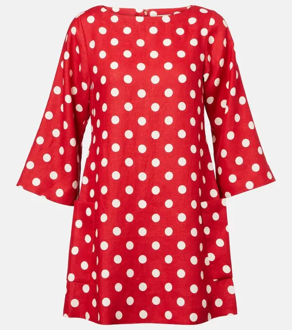Posse Nina Polka-dot Linen Minidress - Red