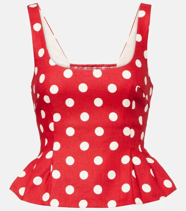 Posse Rosalie Polka-dot Linen Top - Red
