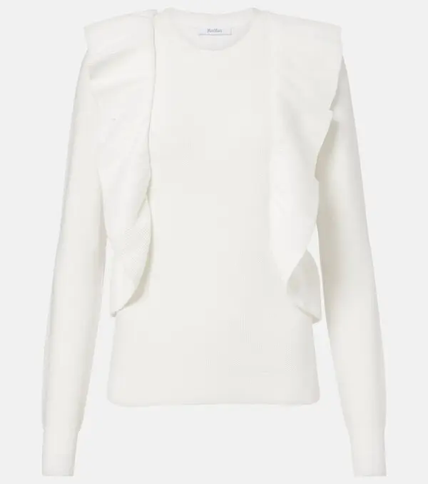 Max Mara Agenzia Knitted Ruffled Top - White