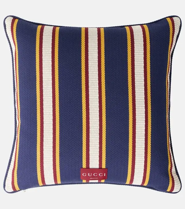 Gucci Logo Striped Cotton Cushion