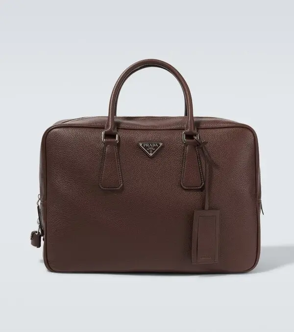 Prada Leather Briefcase - Brown