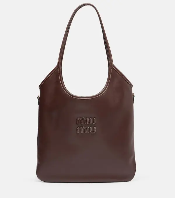 Miu Miu Ivy Medium Leather Tote Bag - Brown