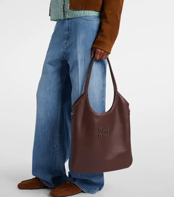 Miu Miu Ivy Medium Leather Tote Bag - Brown