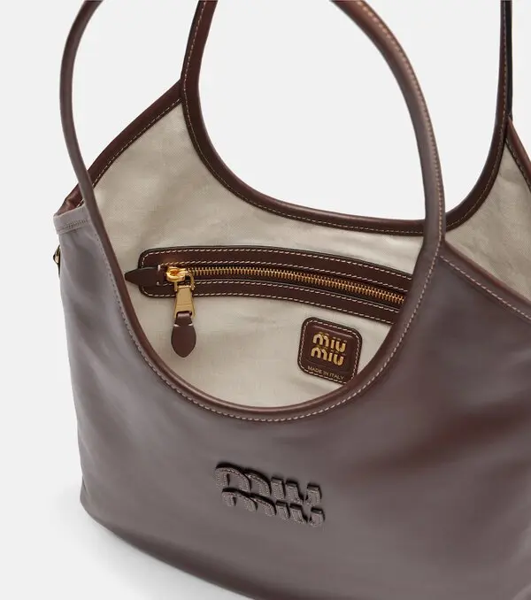 Miu Miu Ivy Medium Leather Tote Bag - Brown