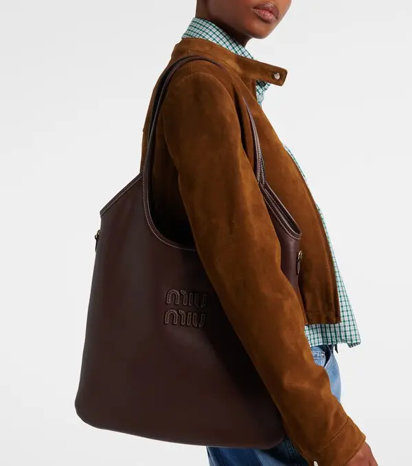 Miu Miu Ivy Medium Leather Tote Bag - Brown
