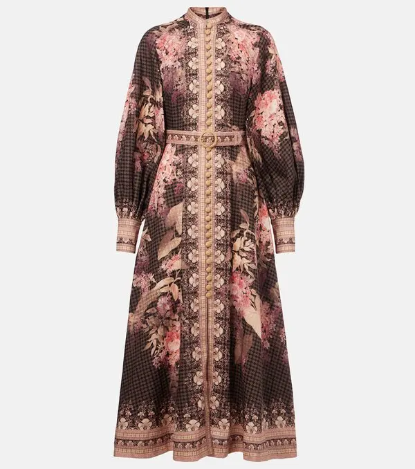 Zimmermann Illuminate Floral Linen Midi Dress - Multicoloured