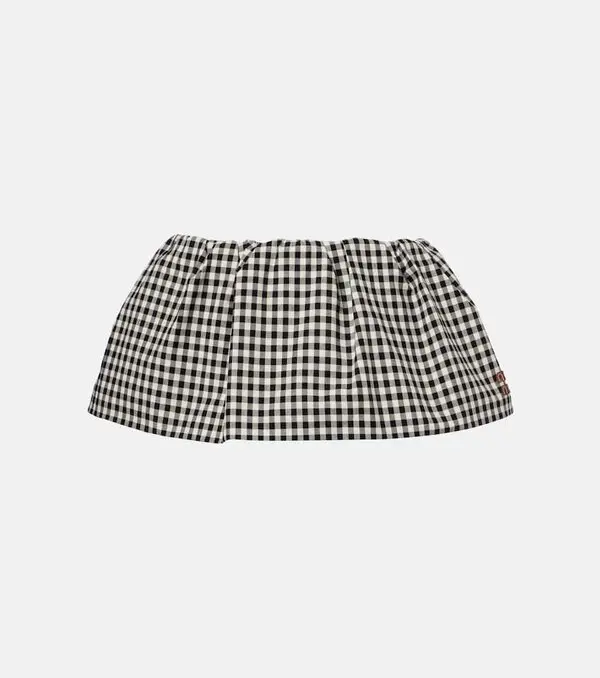 Miu Miu Bubble Gingham Cotton Miniskirt