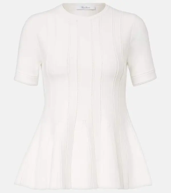 Max Mara Epoche Peplum Open-knit Top
