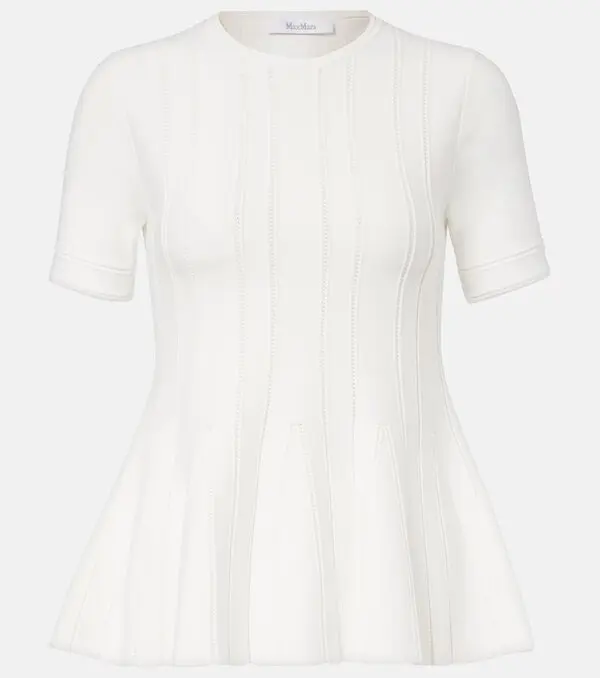Max Mara Epoche Peplum Open-knit Top