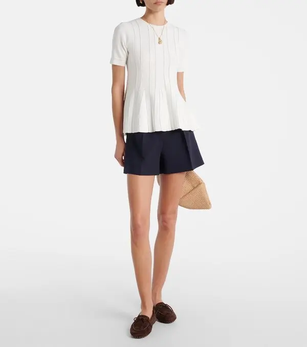 Max Mara Epoche Peplum Open-knit Top