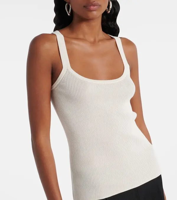 Max Mara Helier Ribbed-knit Tank Top - White
