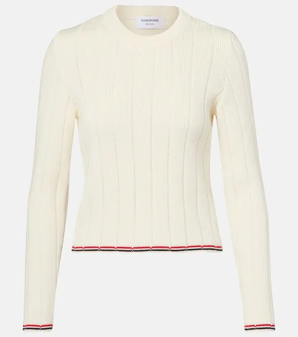 Thom Browne Cable-knit Virgin Wool Sweater - White