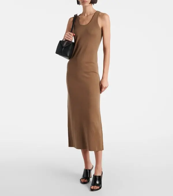 Max Mara Aceri Virgin Wool Midi Dress - Brown