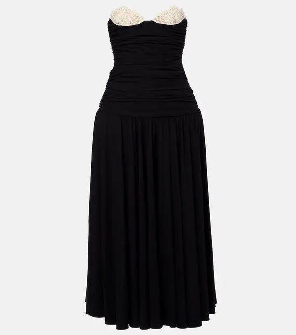 Magda Butrym Crochet-trimmed Jersey Cocktail Dress - Black