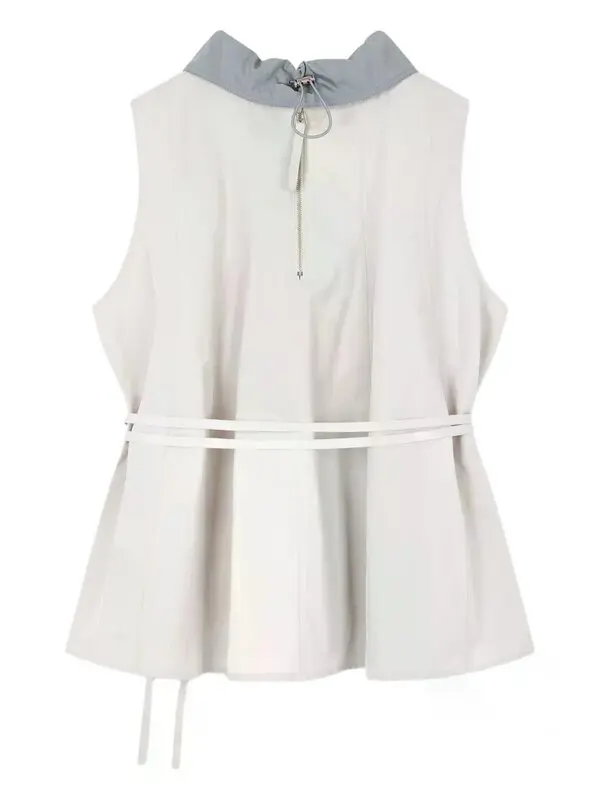 STUDIO TOMBOY Collared Belted Sleeveless Top