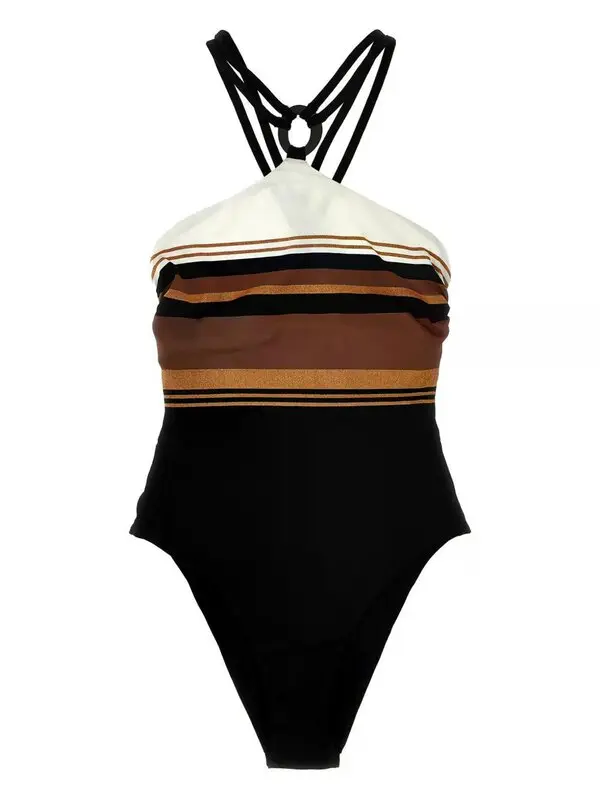 Max Mara Striped One-piece Swimsuit - Black