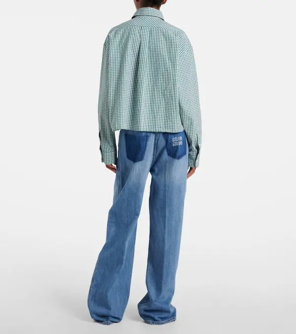 Miu Miu Checked Cropped Cotton Shirt