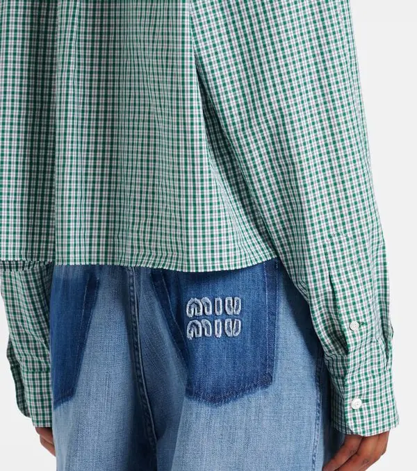Miu Miu Checked Cropped Cotton Shirt