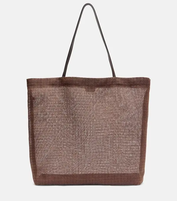 THE ROW Barn Leather-trimmed Mesh Tote Bag