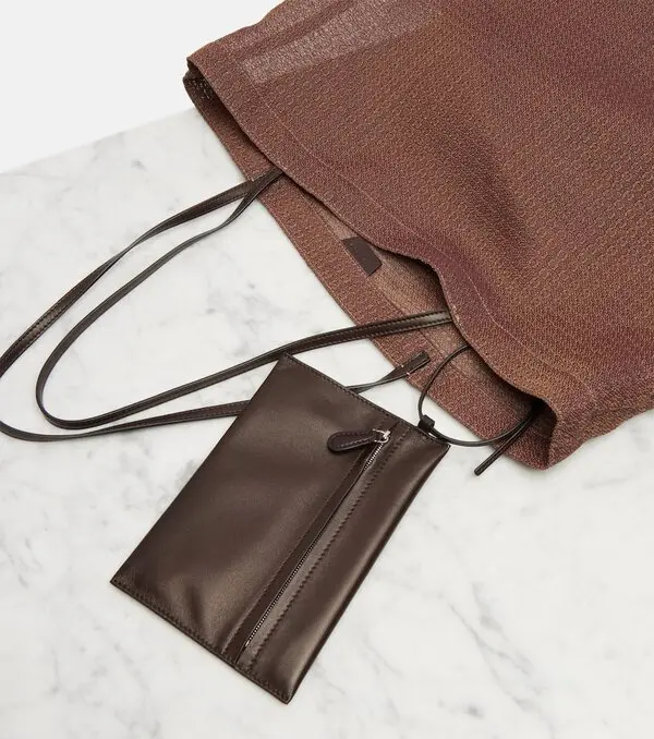 THE ROW Barn Leather-trimmed Mesh Tote Bag