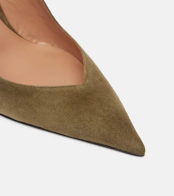 Attico Cheope 105 Suede Slingback Pumps - Green