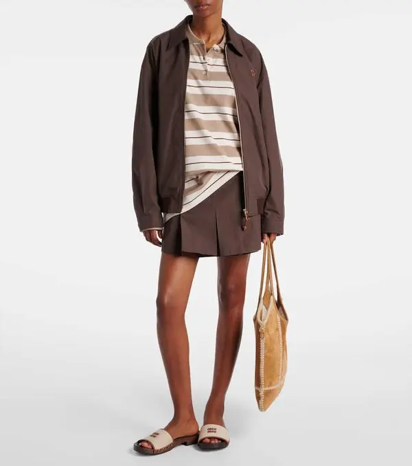 Miu Miu Logo Cotton-blend Miniskirt