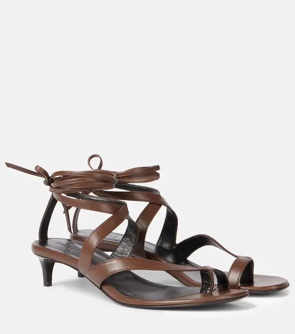 Khaite Aimee 35 Leather Thong Sandals - Brown