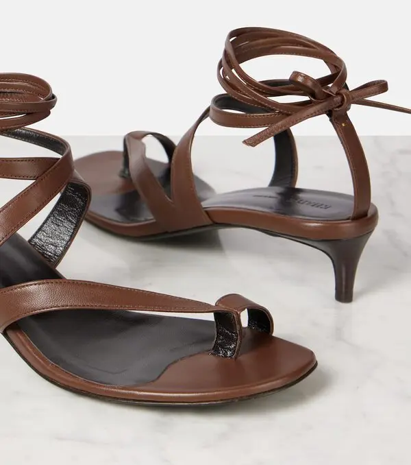Khaite Aimee 35 Leather Thong Sandals - Brown