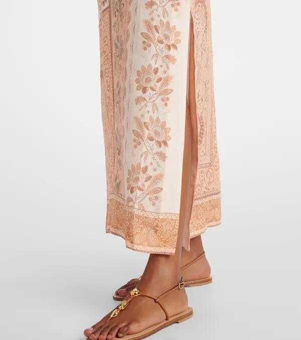 Zimmermann Printed Linen Midi Dress - Orange