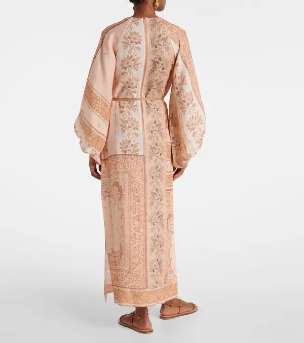 Zimmermann Printed Linen Midi Dress - Orange
