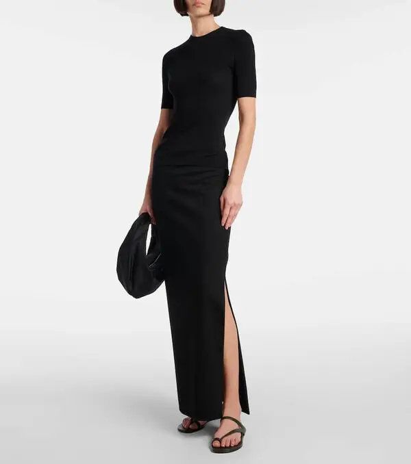 Khaite Celina Ribbed-knit Wool-blend Top - Black
