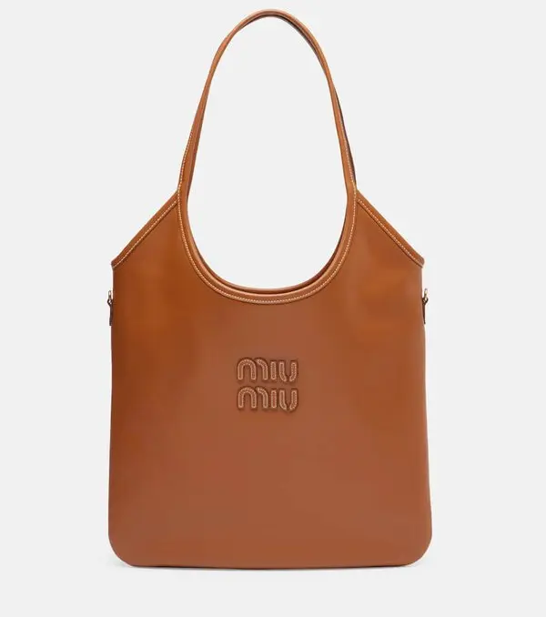 Miu Miu Ivy Medium Leather Shopper - Brown