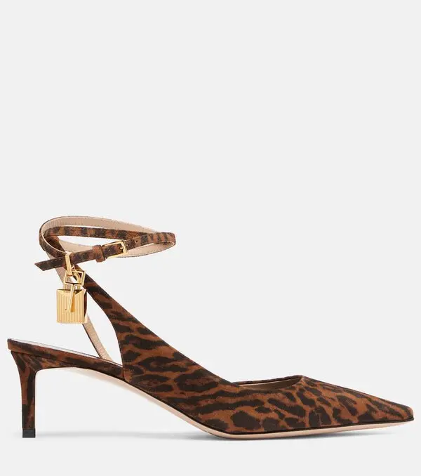 TOM FORD Padlock 55 Suede Slingback Pumps
