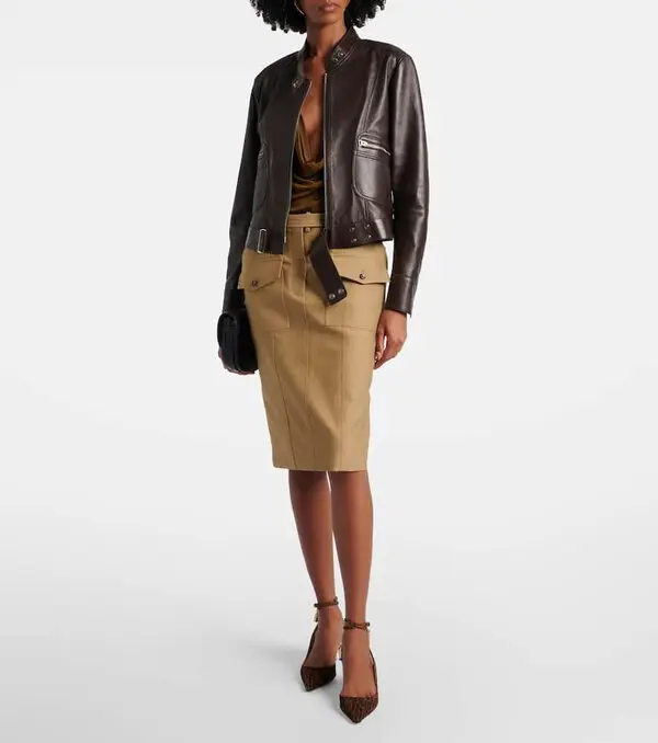 TOM FORD Padlock 55 Suede Slingback Pumps