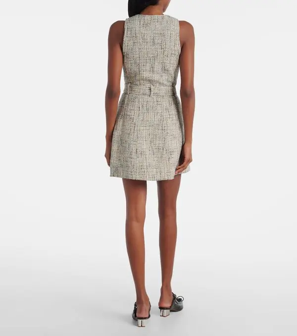 GANNI Belted Tweed Mini Dress