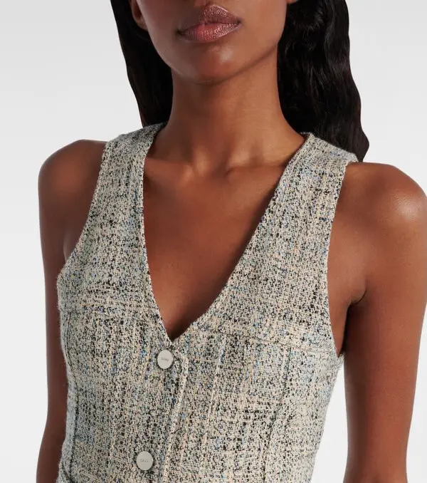 GANNI Belted Tweed Mini Dress