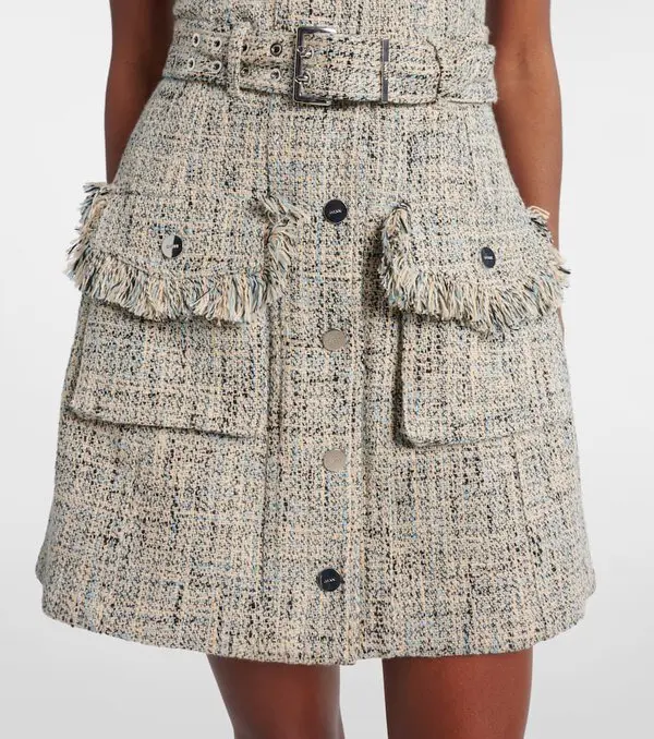 GANNI Belted Tweed Mini Dress