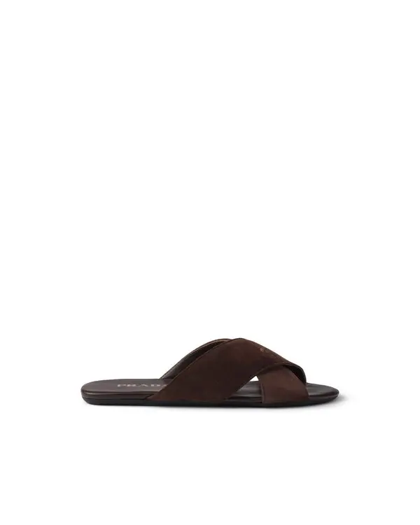 Prada Suede Slides - Brown