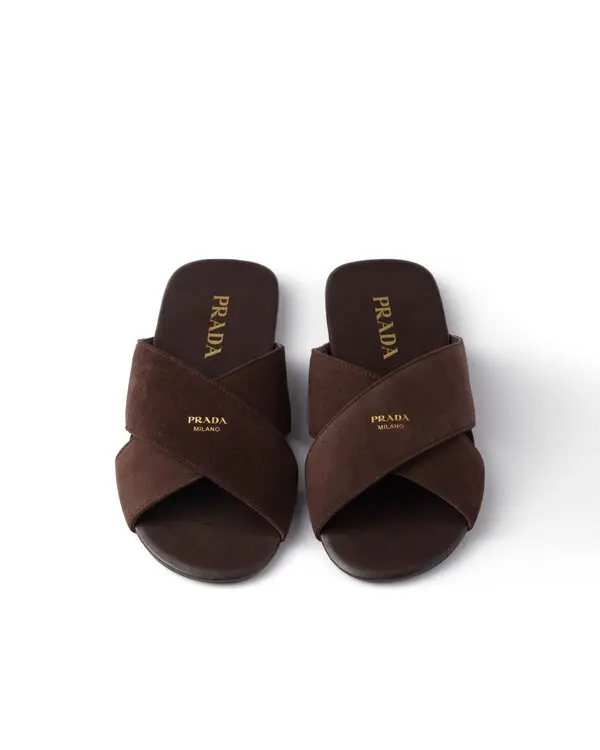 Prada Suede Slides - Brown