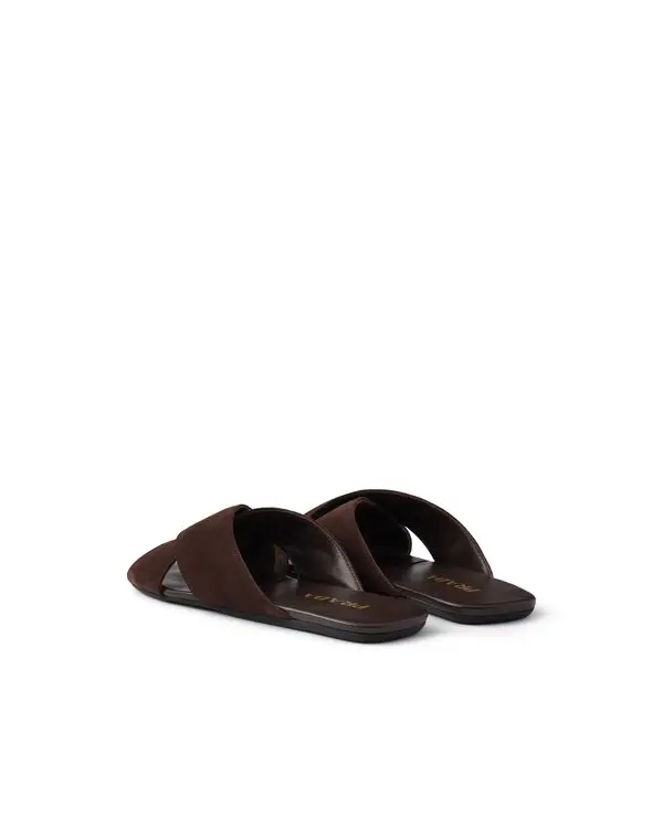Prada Suede Slides - Brown